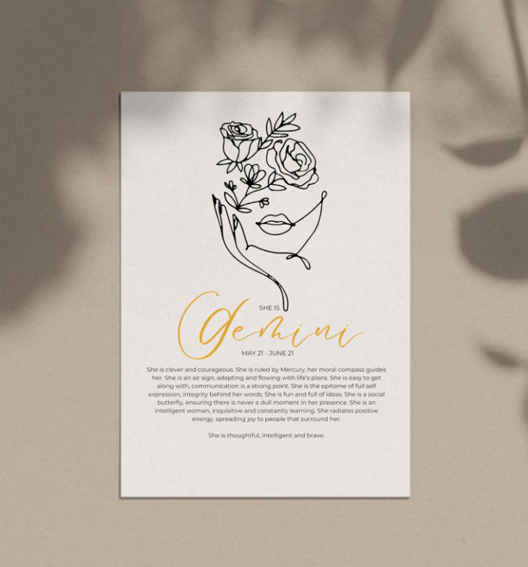 She is Zodiac Print Poster Print Zodiac Star Signs Wall Art Gift ...