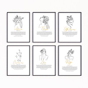She is Zodiac Print Poster Print Zodiac Star Signs Wall Art Gift ...