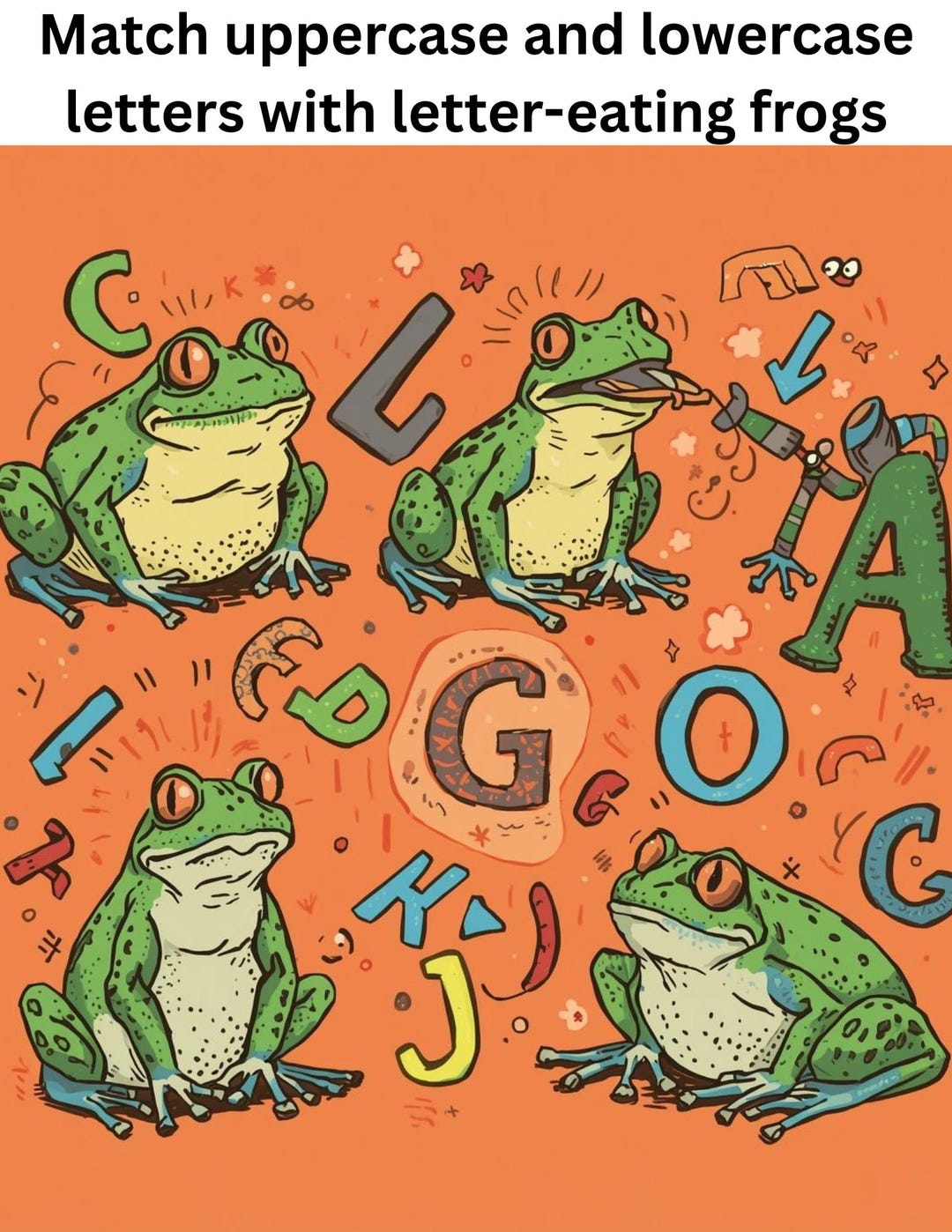 Match Uppercase and Lowercase Letters With Letter-eating Frogs - Etsy