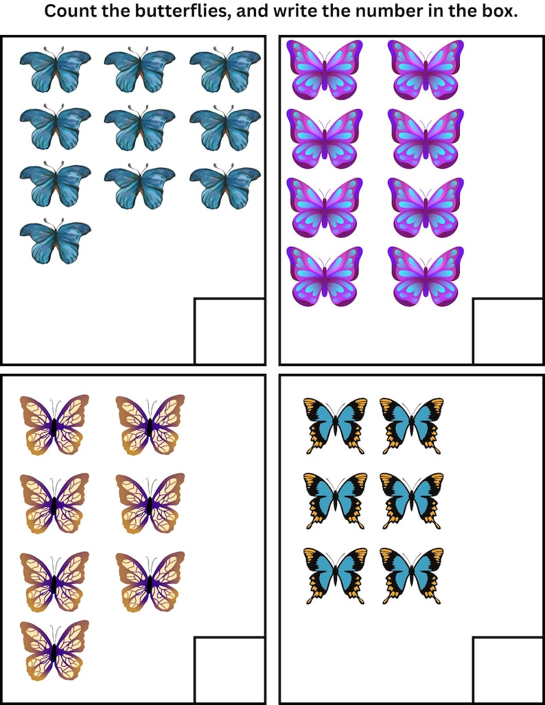 Butterfly Counting Worksheet, Numbers 6-10 (digital Download) - Etsy Canada