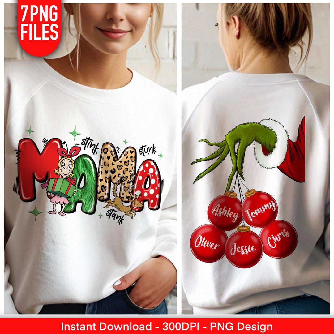 Custom Family Name Christmas PNG Bundle, Christmas Mama, Characters ...