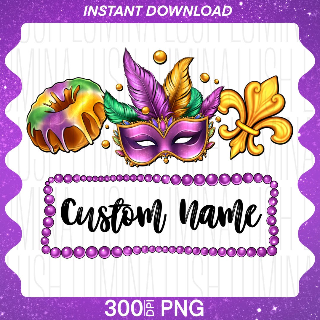 Mardi Gras Trio Custom Name PNG, Mardi Gras Custom Kids Name Design ...