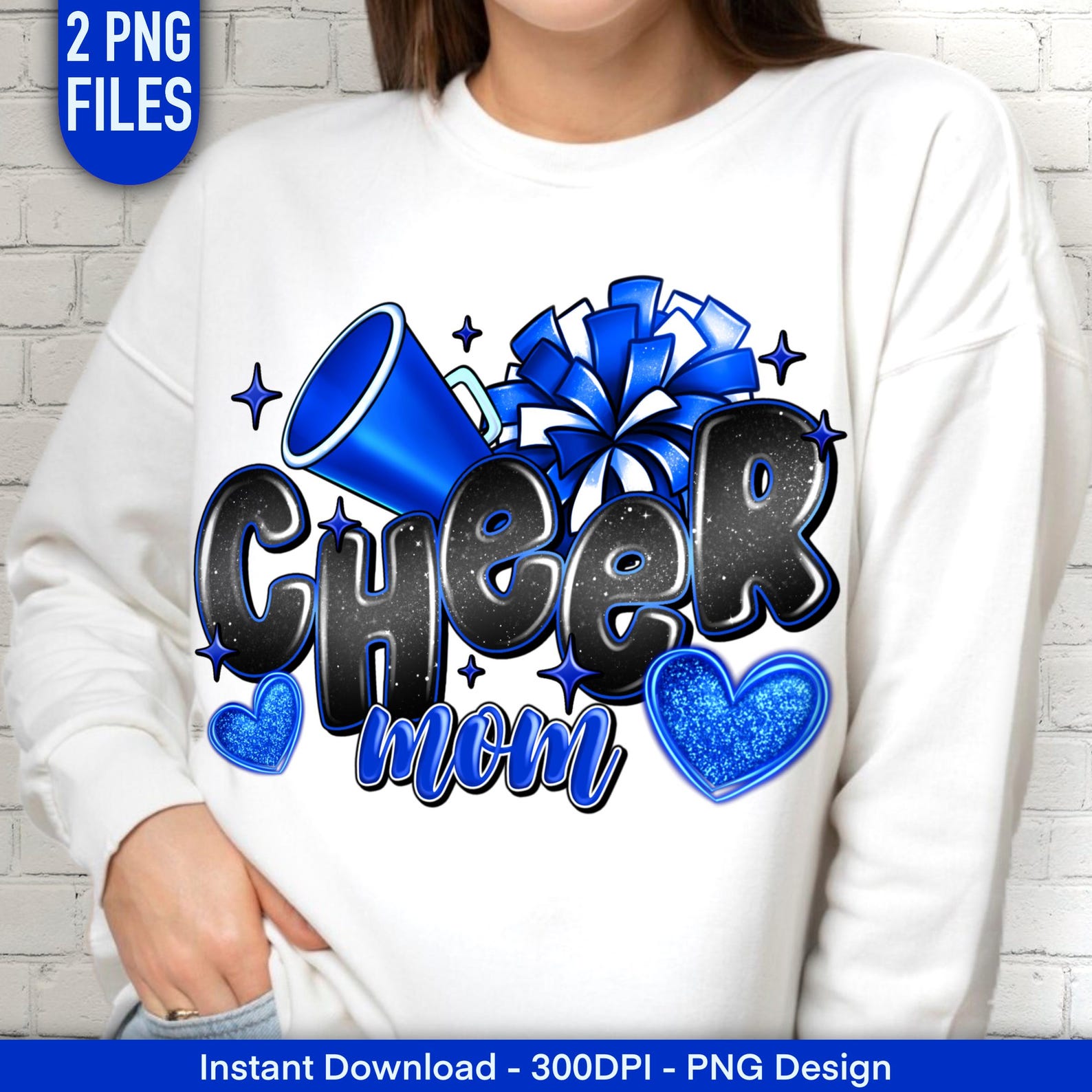 Royal Blue Cheer Mom PNG: Glitter Cheerleading Design (digital Download ...