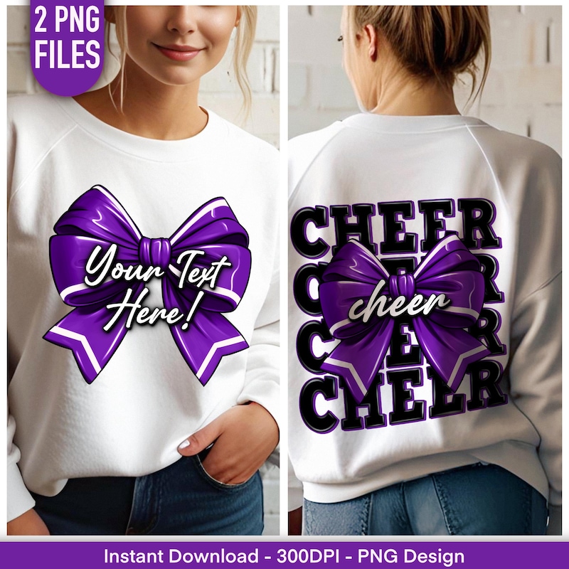 Purple Gold Cheer Bow Png - Etsy