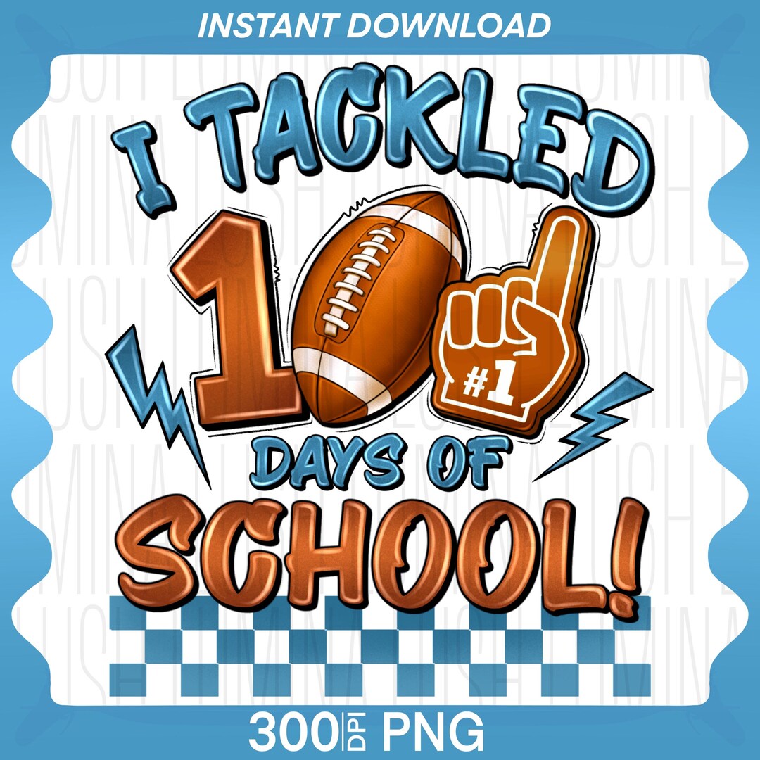 100 Days of School Football PNG - Sublimation Design (digital Download ...