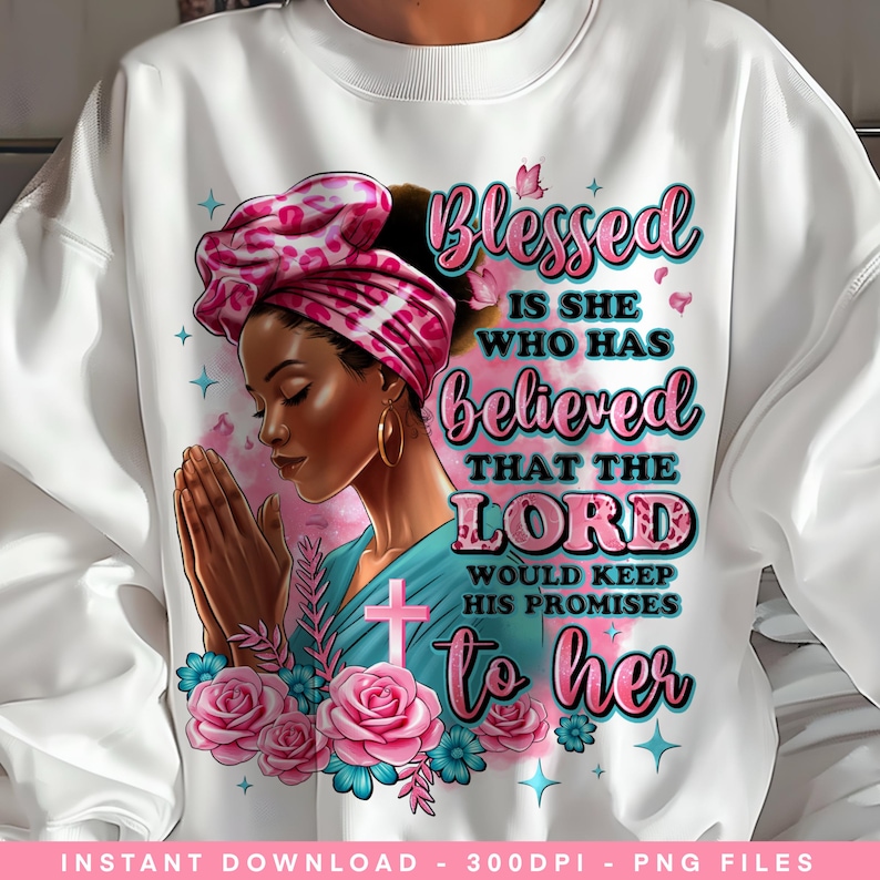 Blessed Black Woman PNG: Christian Afro Art (digital Download - Etsy