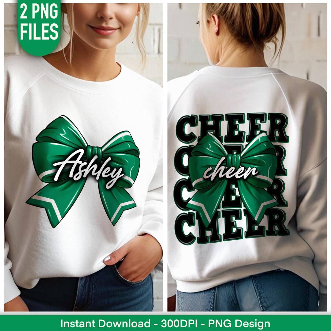 Coquette Cheer PNG: Kelly Green Team Mascot Sublimation Design (digital ...