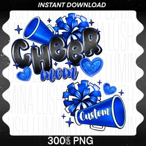 Royal Blue Cheer Mom PNG: Glitter Cheerleading Design (digital Download ...