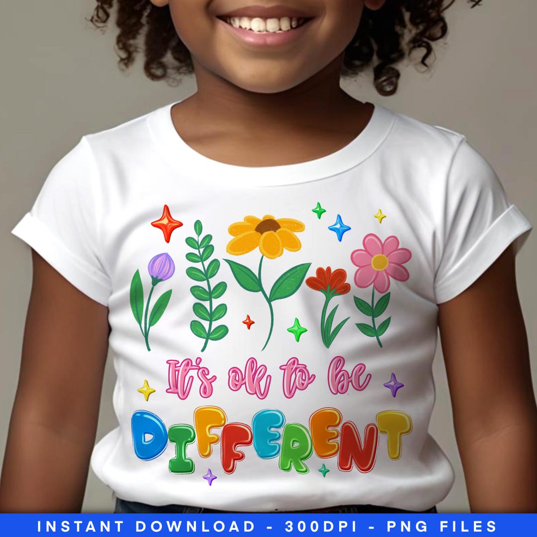 Autism Awareness PNG: Colorful Flowers, It's Okay to Be Different ...