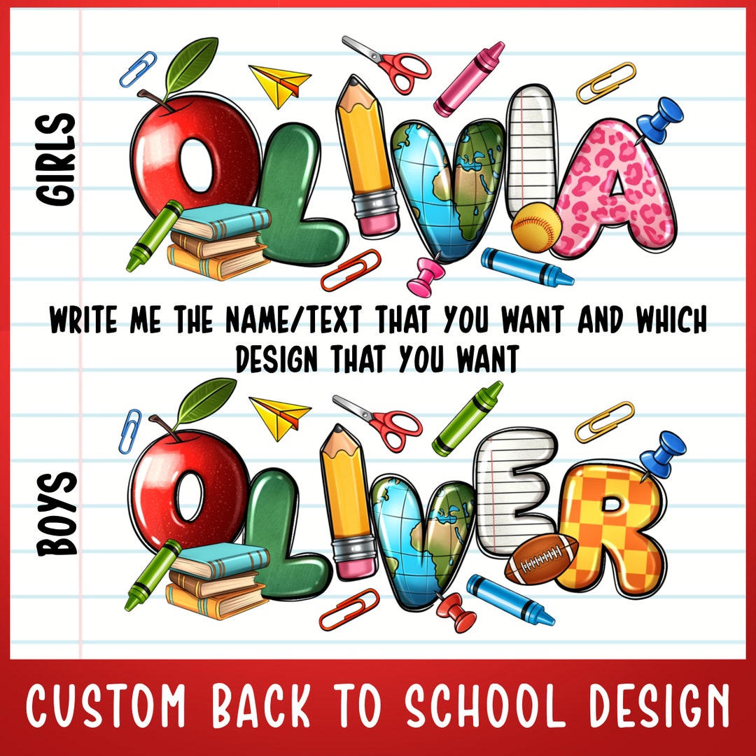 Personalized Back to School Name Png, School Custom Name, Customizable ...