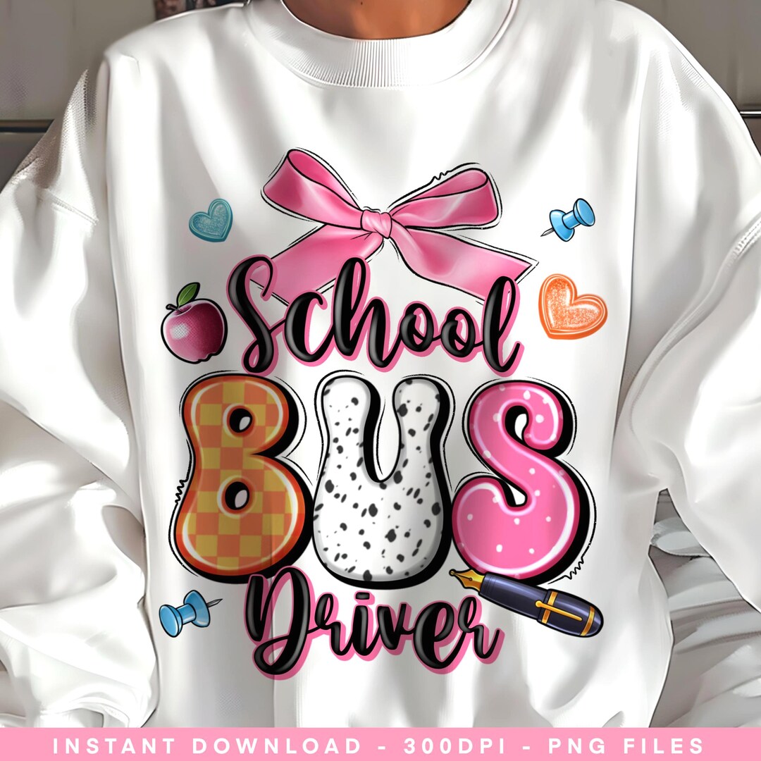 School Bus Driver PNG, Preppy School Bus Driver Png, Coquette School ...