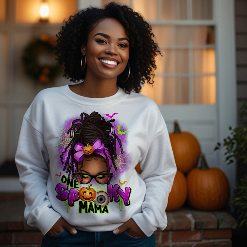 Spooky Mama Afro Messy Bun Png, Spooky Png, Halloween Sublimation ...