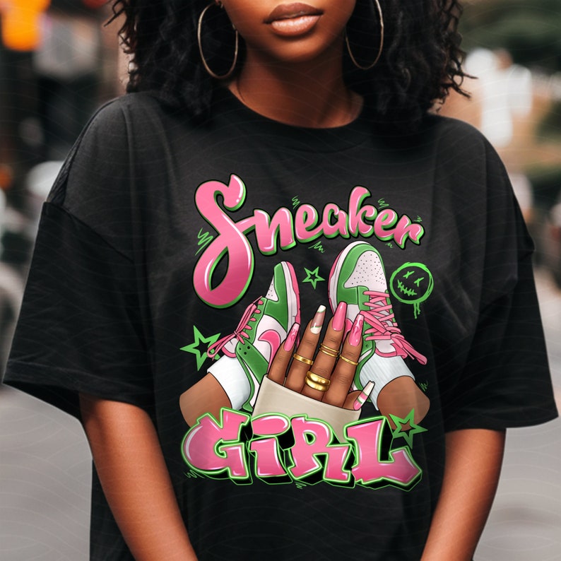 Sneaker Girl Png, Green and Pink Sneaker, Sorority Colors, Sublimation ...