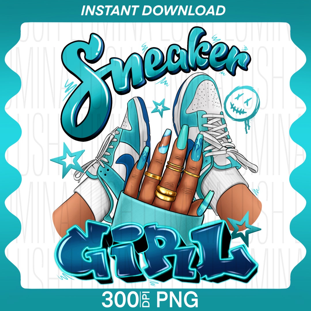 Sneaker Girl Png, Turquoise Sneakers, Sneaker Matching, Sublimation ...