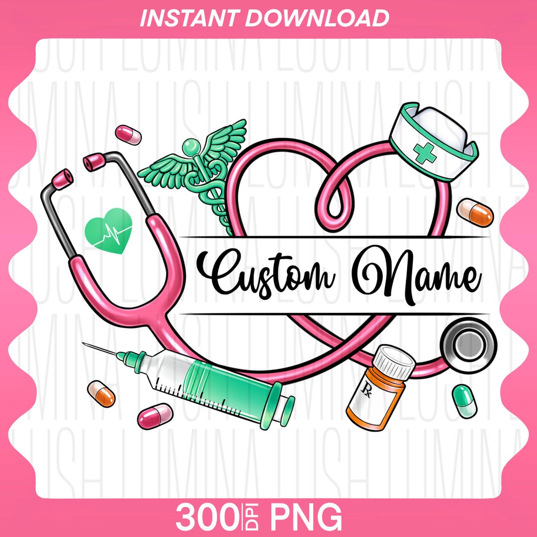 Personalized Nurse PNG: Custom Name Sublimation Design (digital ...