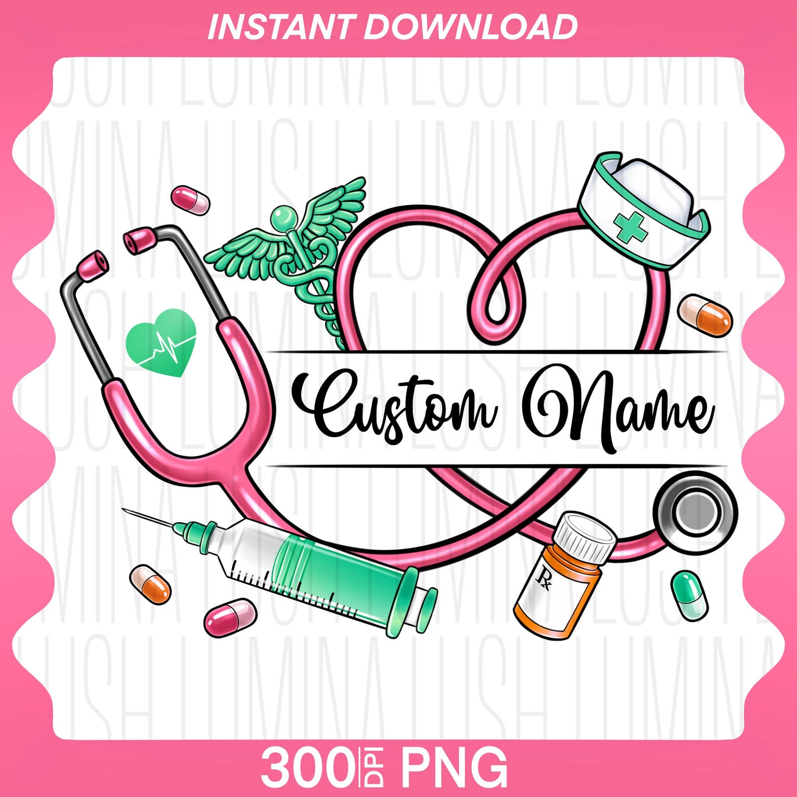 Personalized Nurse PNG: Custom Name Sublimation Design (digital ...