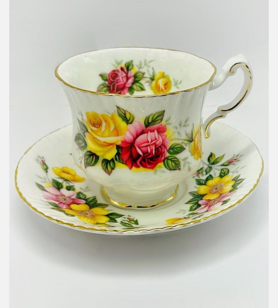Paragon Red and Yellow Roses Tea Cup and Saucer 1960s F54F Teacup - Etsy