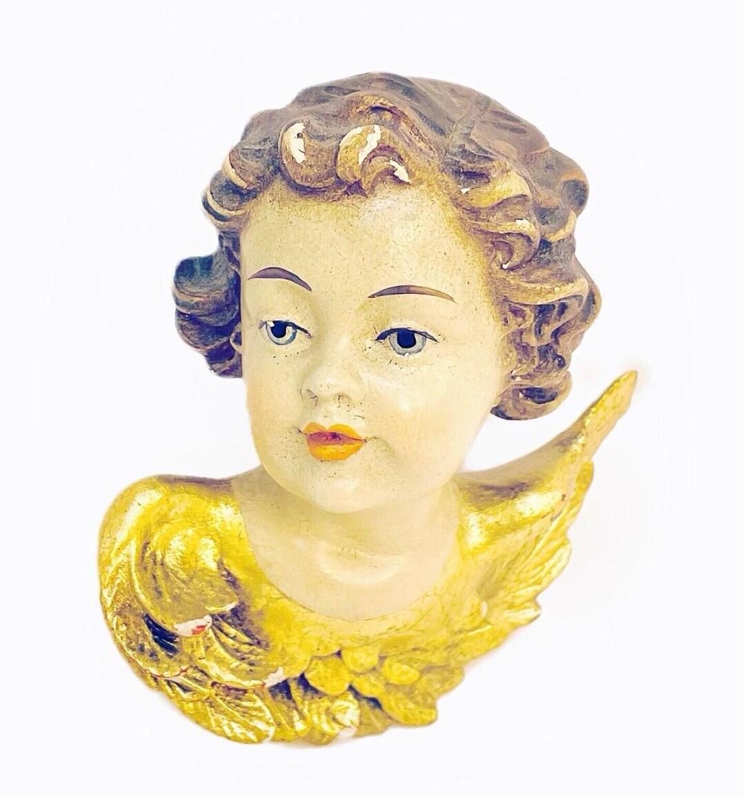 Putti Cherub Head Angel Painted Gold Leaf Gilded Reproduction? Italy ...