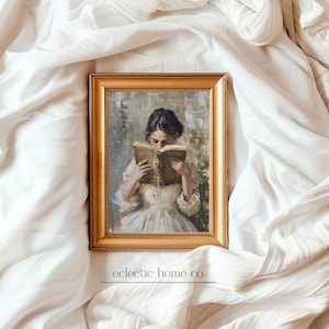 Vintage Bookish Woman Printable Wall Art, Light Academia Little Women ...