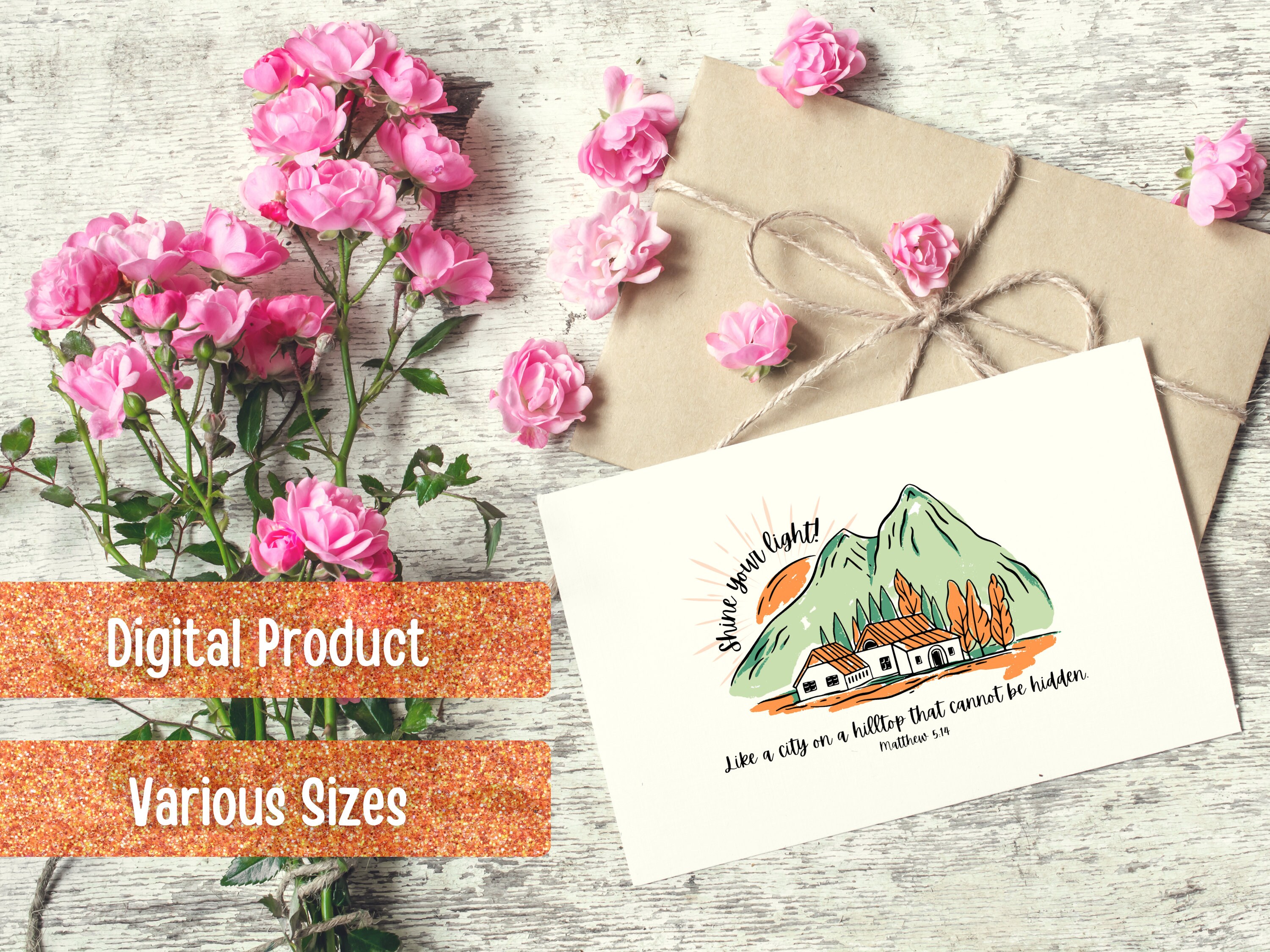 Printable Christian Wall Art Matthew 5:14 Shine Your Light Light of the ...