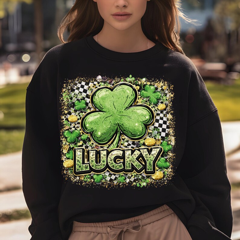 Preppy St Patrick's Day Dtf Transfer, Checkered Shamrock Ready to Press ...
