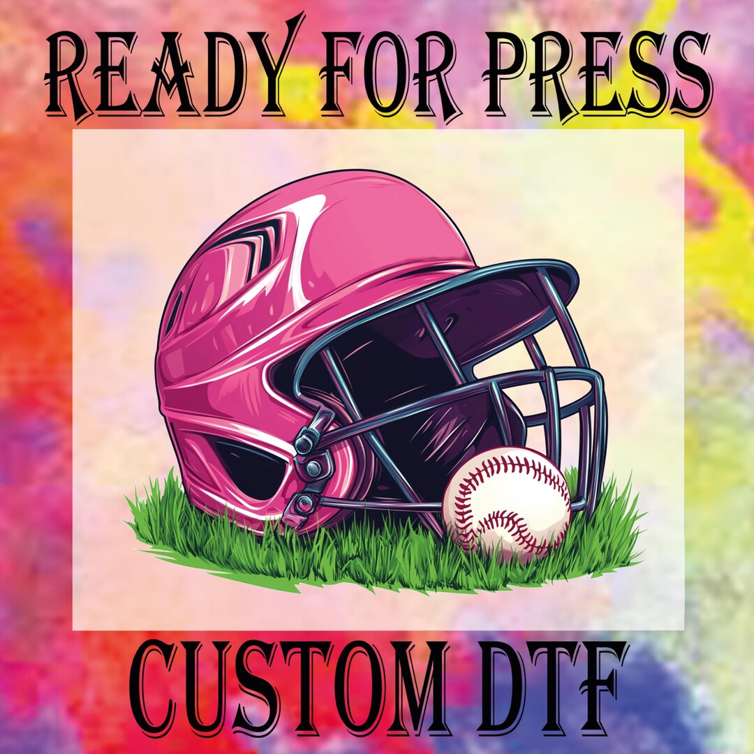 Girly Pink Baseball Softball Ready to Press, Ball and Helmet Dtf ...