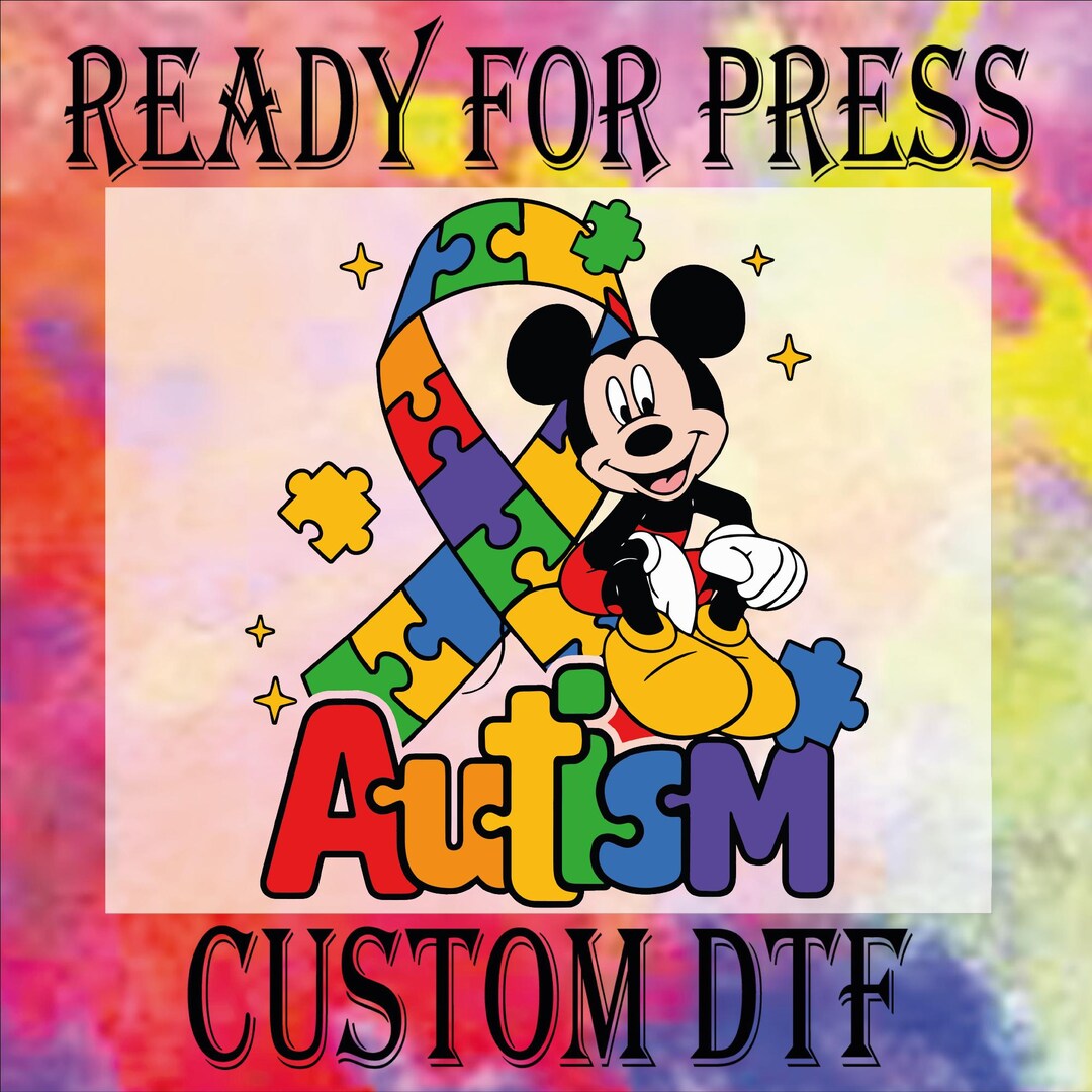 Mickey Autism Awareness DTF Transfer, Mouse and Friends Ready to Press ...
