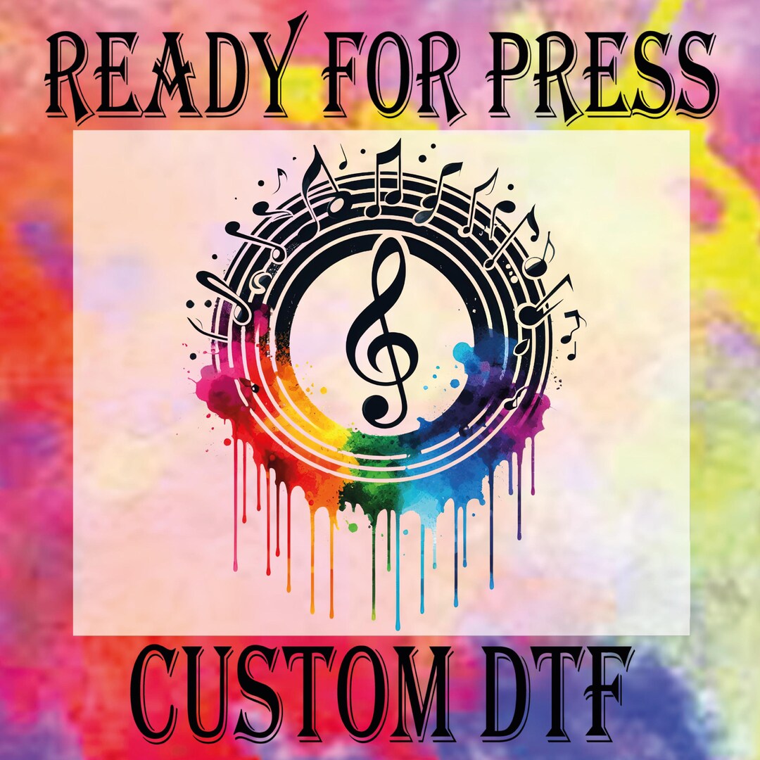 Musical Notes Dtf, Colorful Dripping Music Note Ready to Press ...