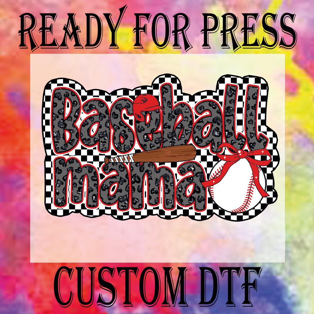 Retro Checkered Baseball Mama Coquette Ready to Press, Baseball Mama ...