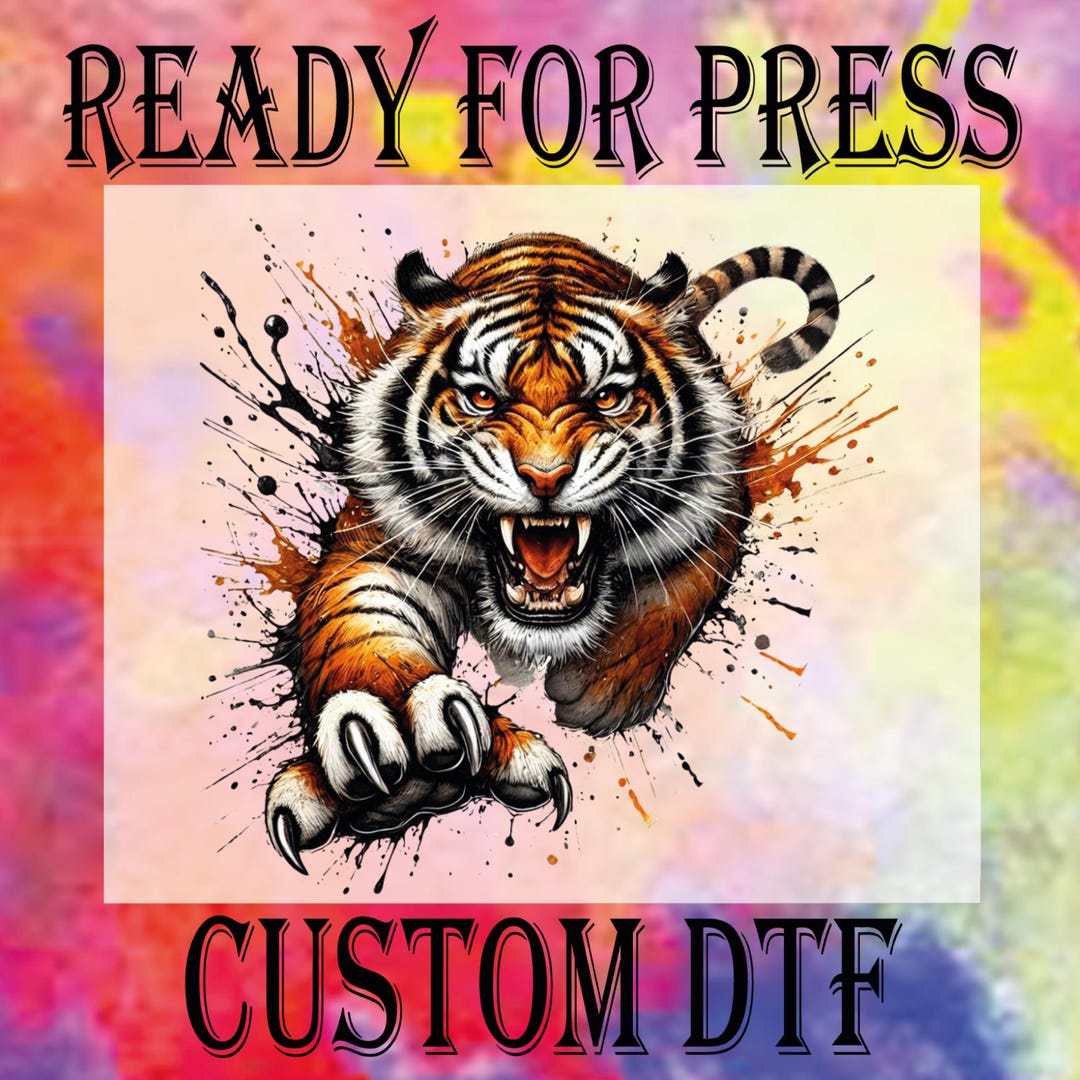 Vintage Tiger Ready to Press, Ferocious DTF Transfer, Tigers Mascot Dtf ...