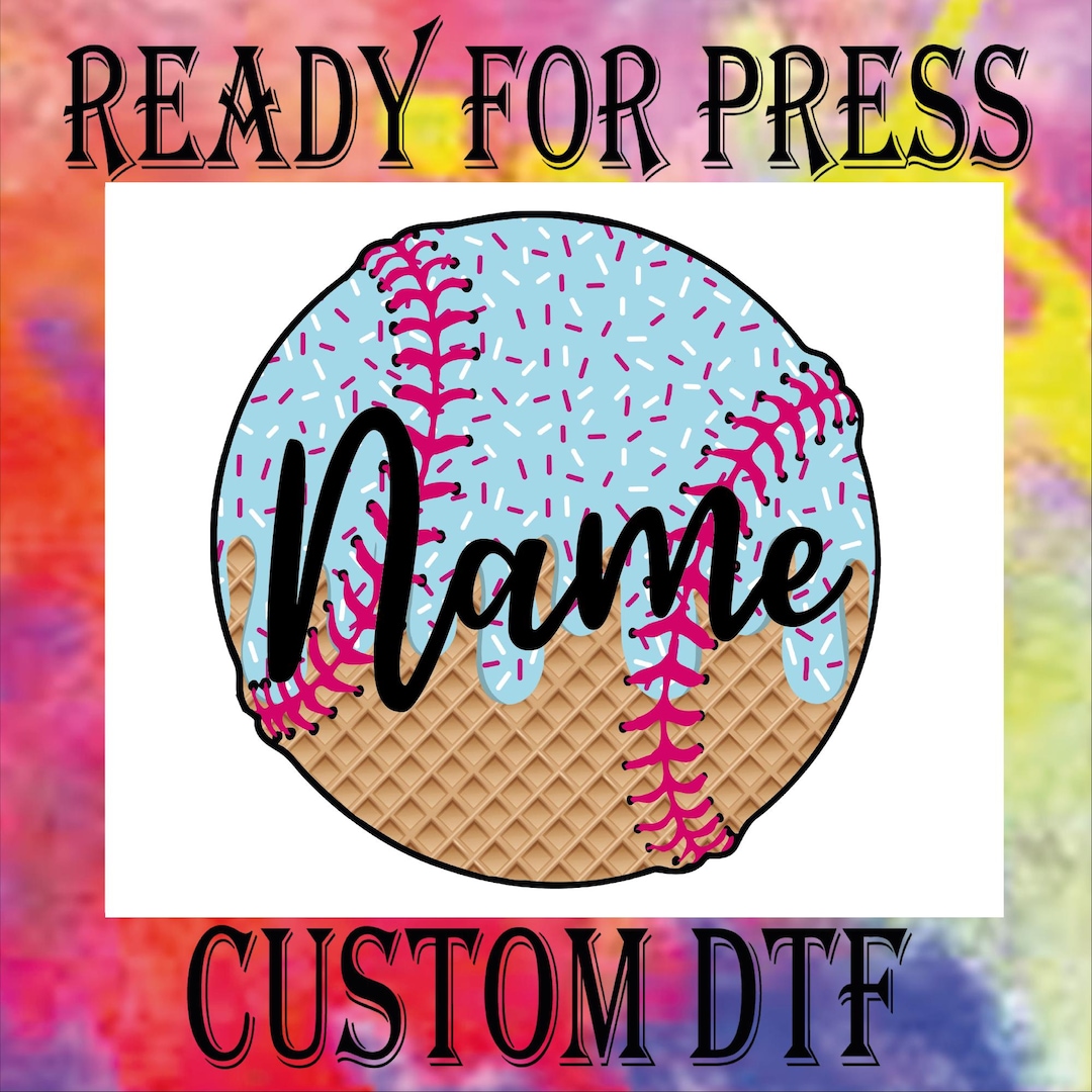 Personalized Baseball DTF Transfers, Ice Cream Drip Design, Custom Team ...