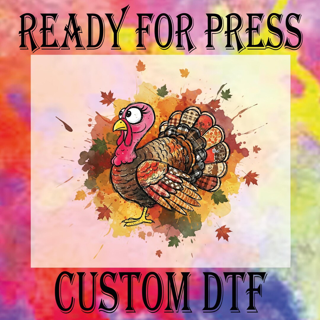 Watercolor Turkey DTF Transfer: Retro Thanksgiving Fall Leaves - Etsy