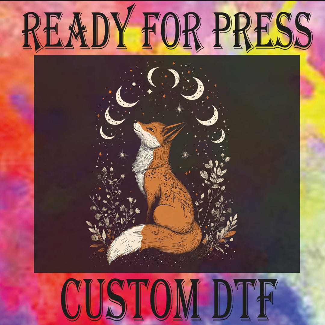 Red Fox Floral Ready to Press, Fox and Flowers Dtf Transfer, Woodland ...