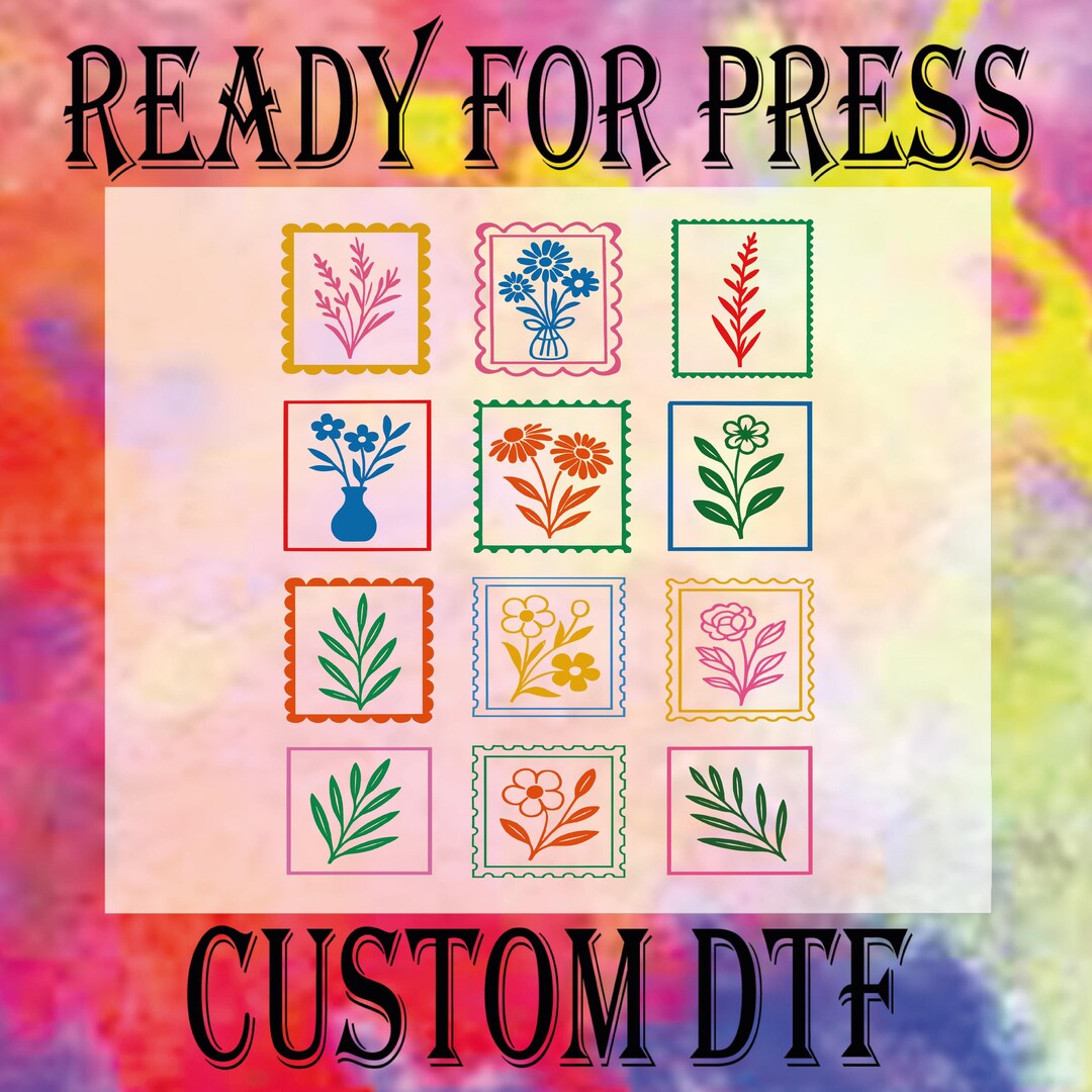 Whimsical Flower Postage Stamps Ready to Press, Floral Stamps Dtf ...