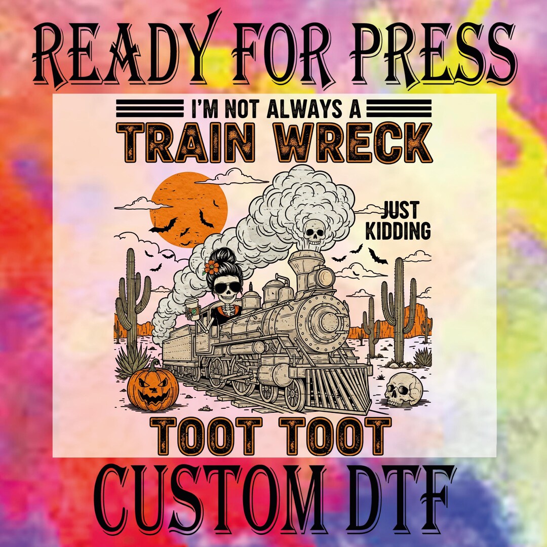 Funny Halloween Train Wreck Skeleton DTF, Retro Humor Ready to Press - Etsy
