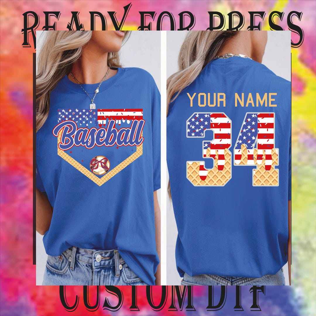 Custom Baseball Number Drip Ready to Press, Dripping Baseball Dtf ...