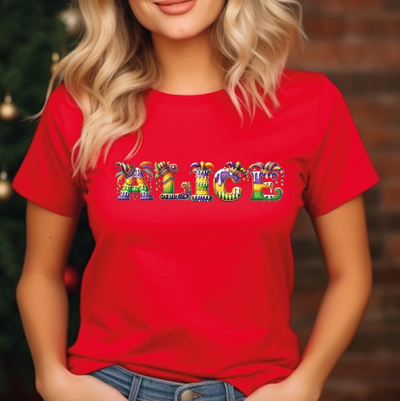 Personalized Mardi Gras DTF Transfer: Custom Doodle Letters Heat Press ...