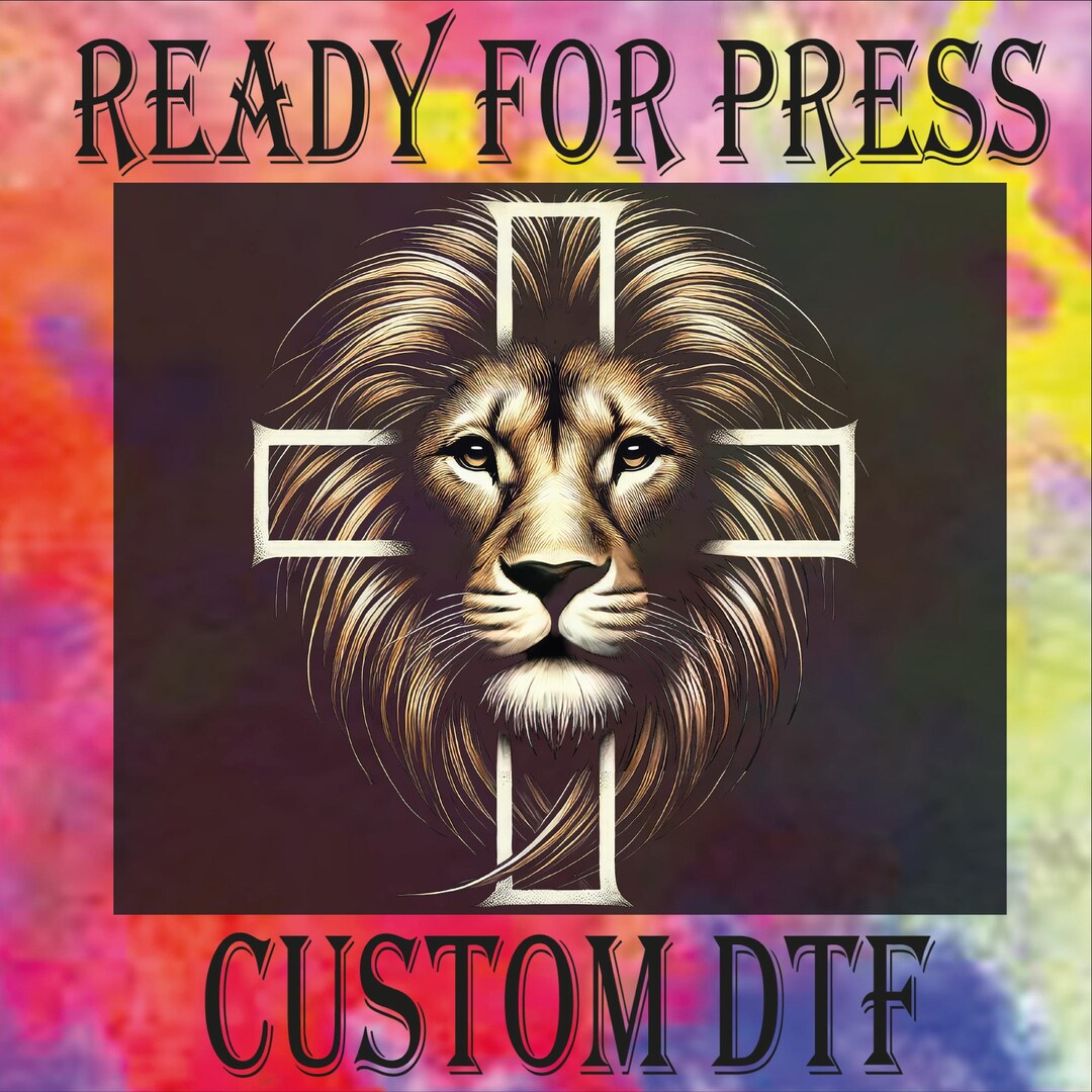 Lion and Cross Christian DTF Transfer, Ready to Press - Etsy