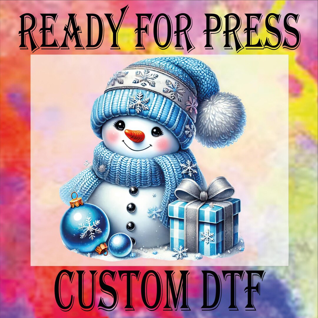 Christmas Snowman Ready to Press, Blue Snowman Dtf Transfers, Cute ...