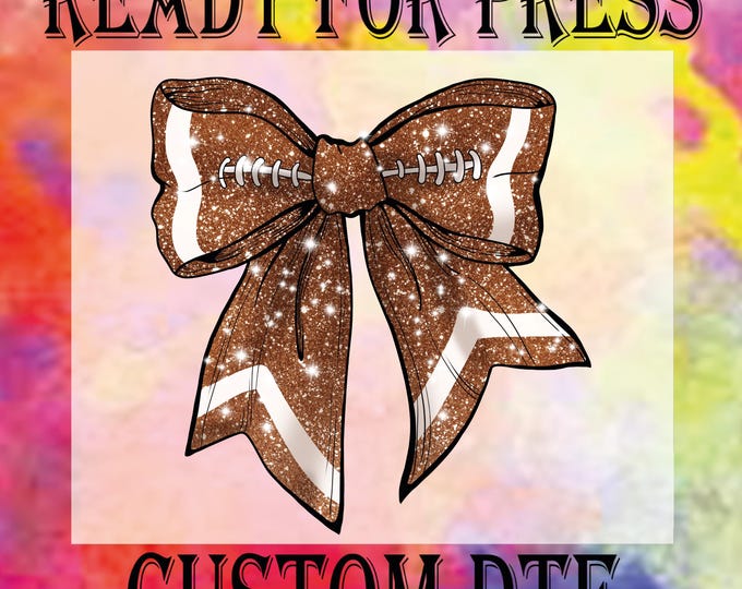 Football Bow Dtf Transfer, Football Bow Girly Ready to Press Dtf ...