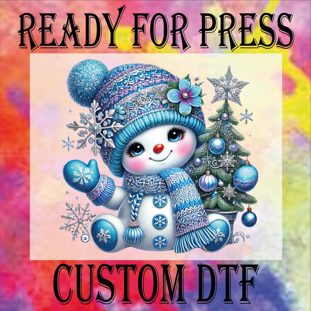 Blue Snowman Ready to Press, Watercolor Christmas Snowman Dtf Transfers ...