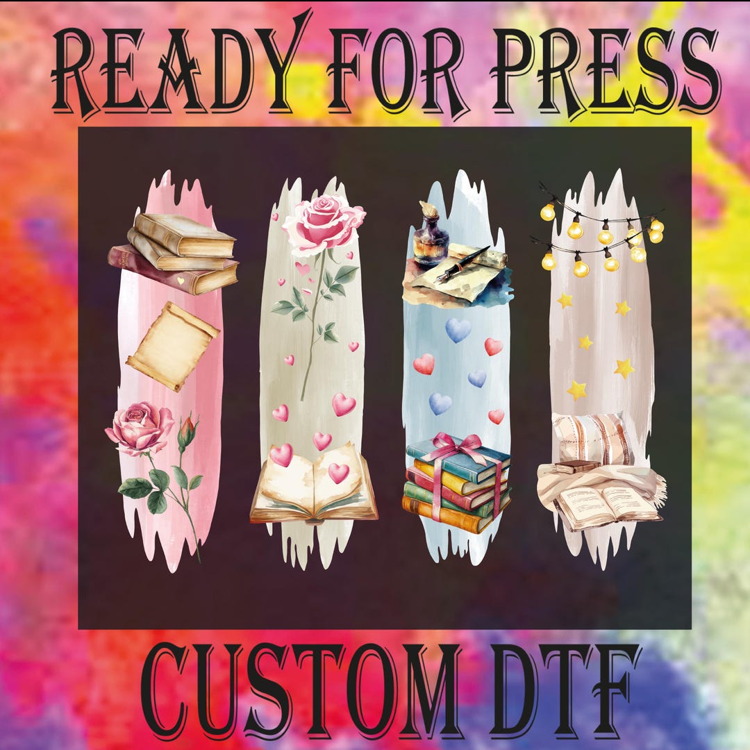 Watercolor Floral Book Ready to Press, Brushstroke Book DTF Transfer ...