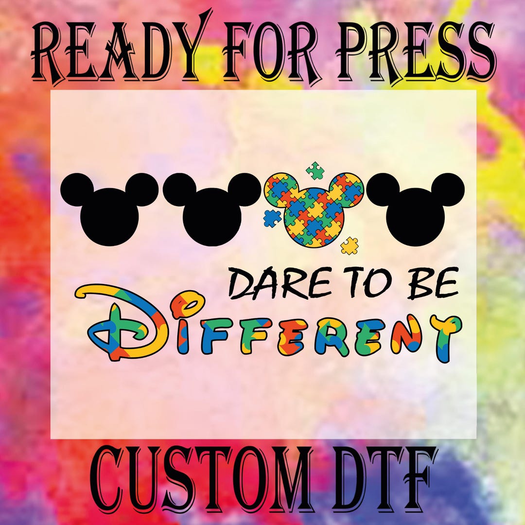 Mickey Mouse Autism Awareness DTF Transfer: Retro Puzzle Ribbon - Etsy