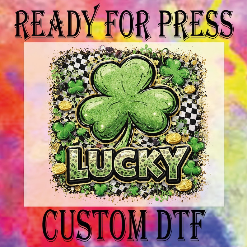 Preppy St Patrick's Day Dtf Transfer, Checkered Shamrock Ready to Press ...