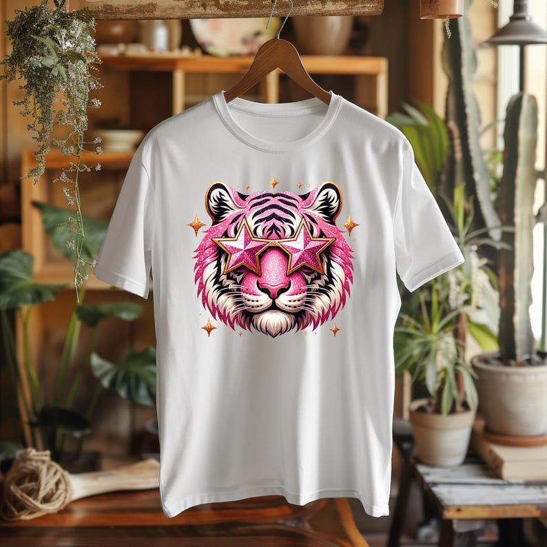 Sparkly Pink Glitter Tiger DTF Transfer: Ready to Press - Etsy