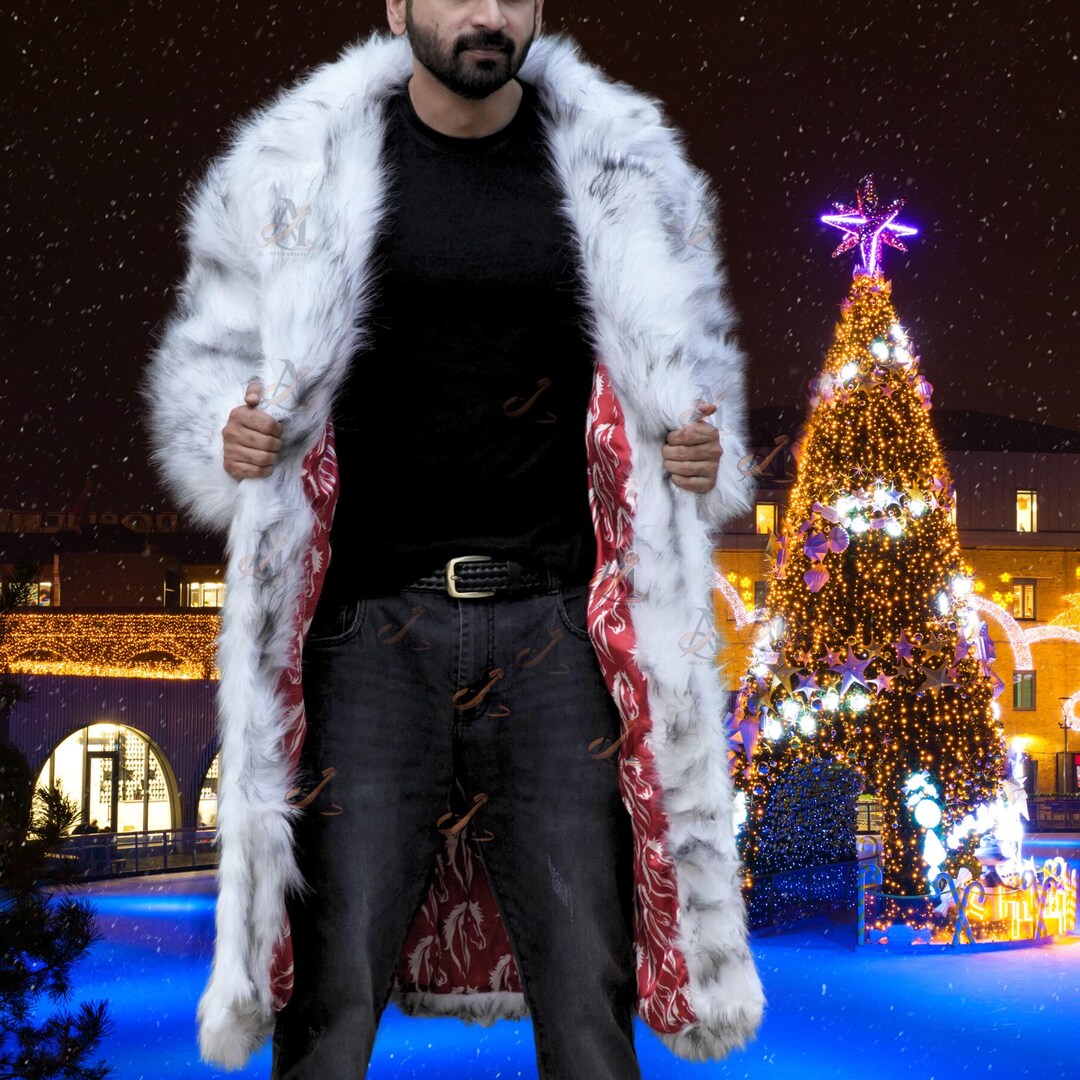 Ryan Gosling Ken White Faux Fur Coat, Ken Long Coat, Handmade Fur Coat ...