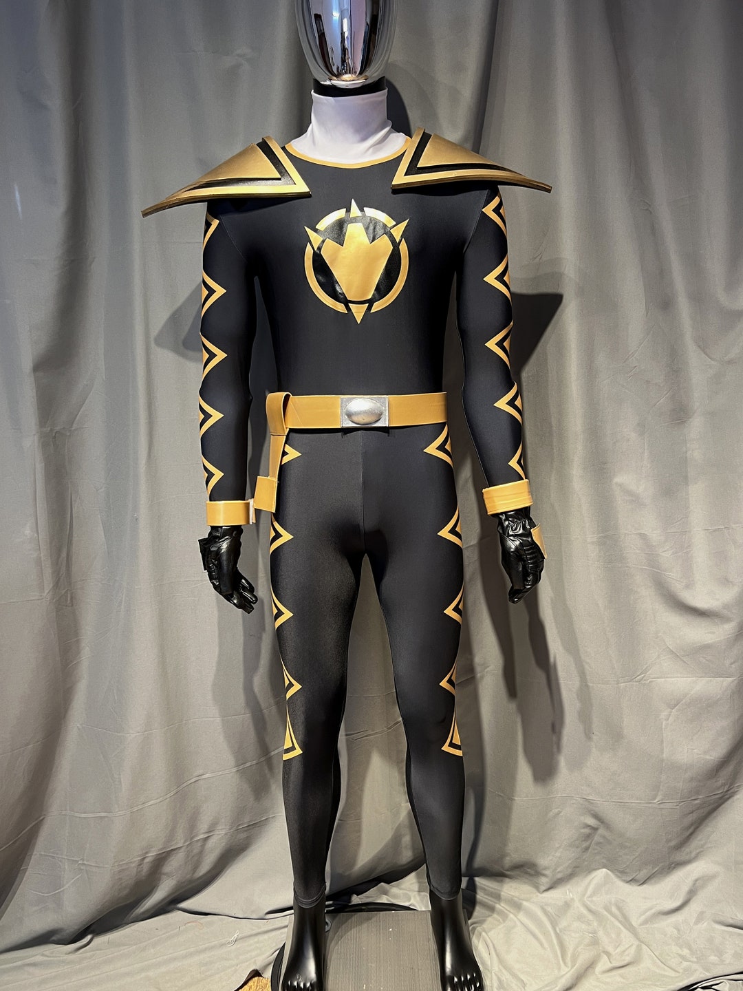 Black Ranger Cosplay Costume, Mighty Morphin Power Rangers Full Set ...