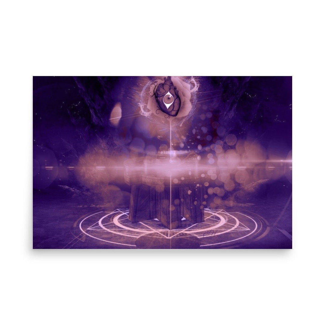 Purple Stonehenge With Mist & Heart-eye 24x36 Inch Purple Ethereal ...