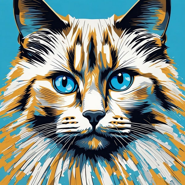 Modern Cat Art - Etsy