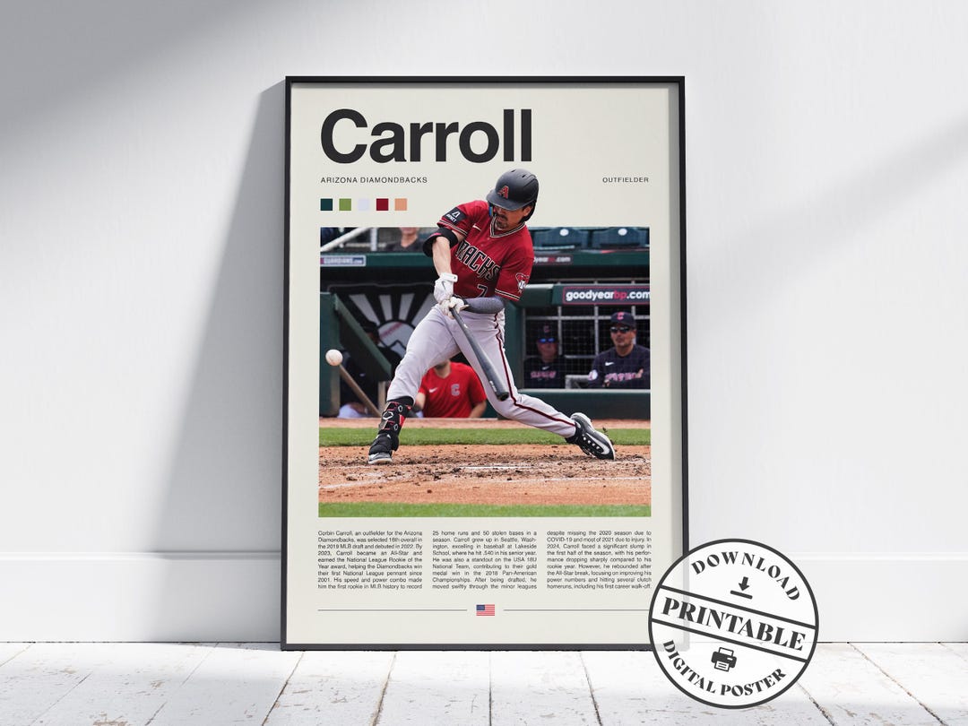 Corbin Carroll Poster, Baseball Poster, Baseball Wall Art, MBL Posters ...